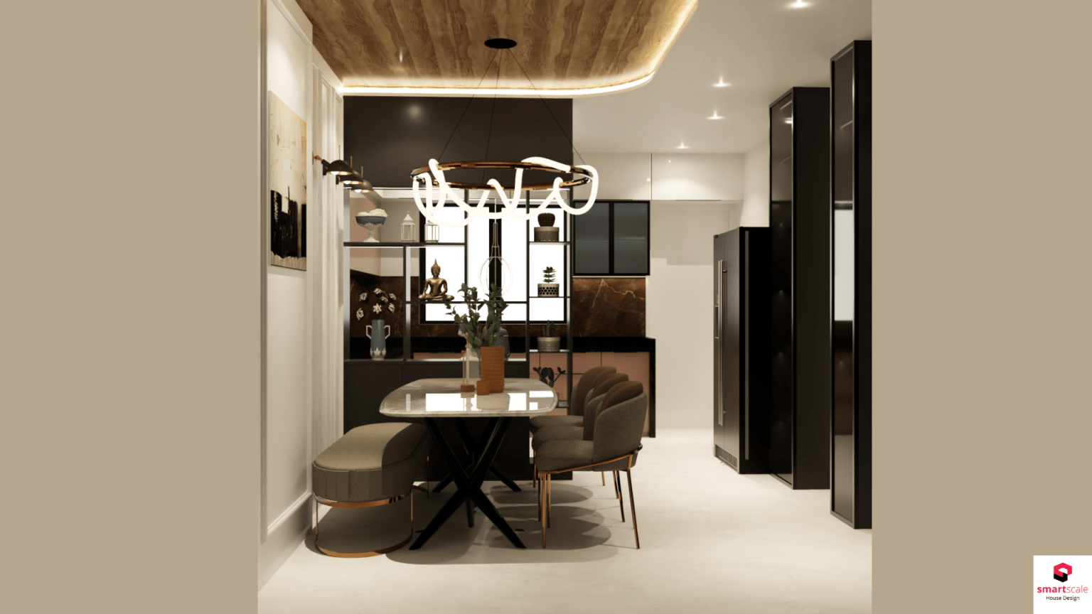 10x12 Dining Room Layout – Modern Interior Design in Grey and Cream ...