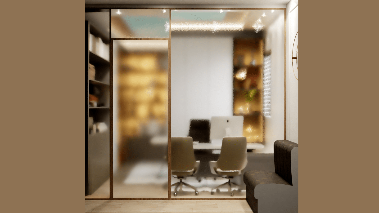 Office Cabin Interior Design Cream Wooden Theme - Smartscale House Design