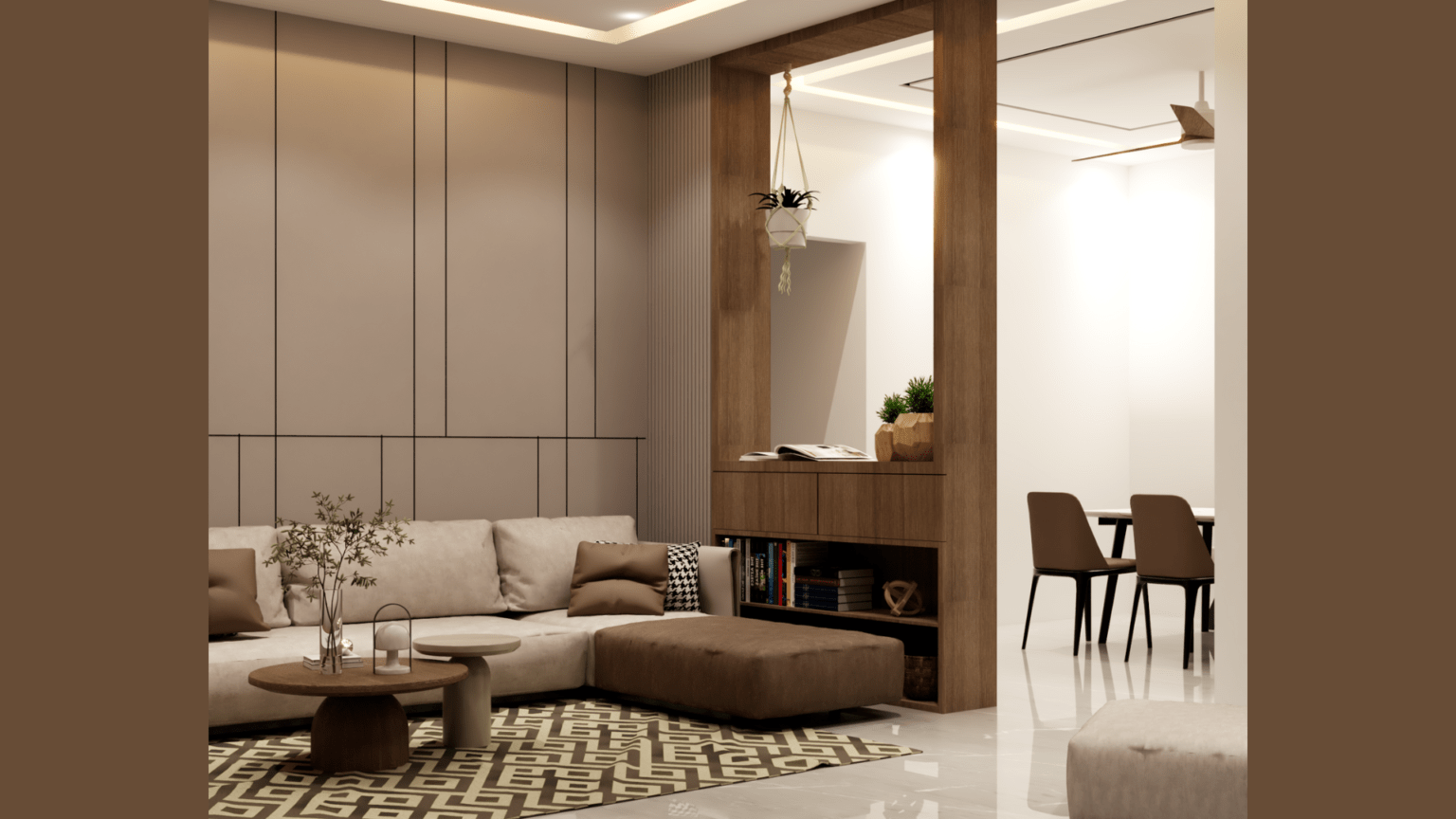 Living Room Partition Design with POP, Wall Panels Design - Smartscale ...