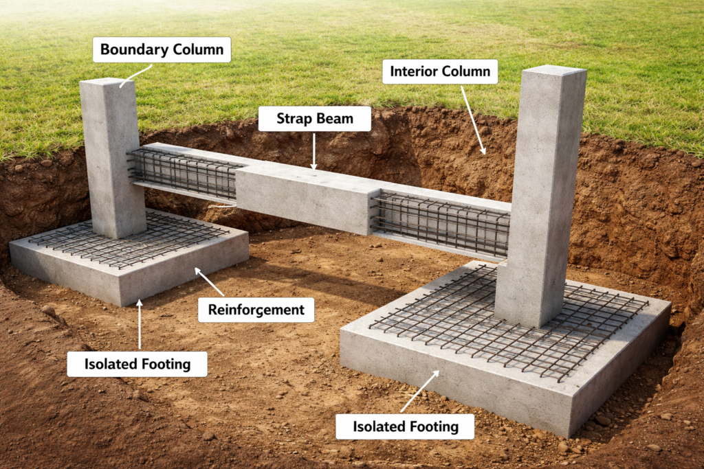 Eccentric Footing: Meaning, Design, Formula, Reinforcement & Practical ...